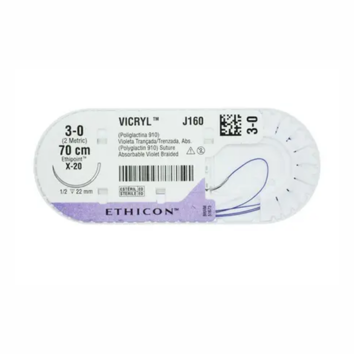 SUTURA VICRYL 3-0 70 X 2.0 CM - ETHICON – Dentiprime Supply